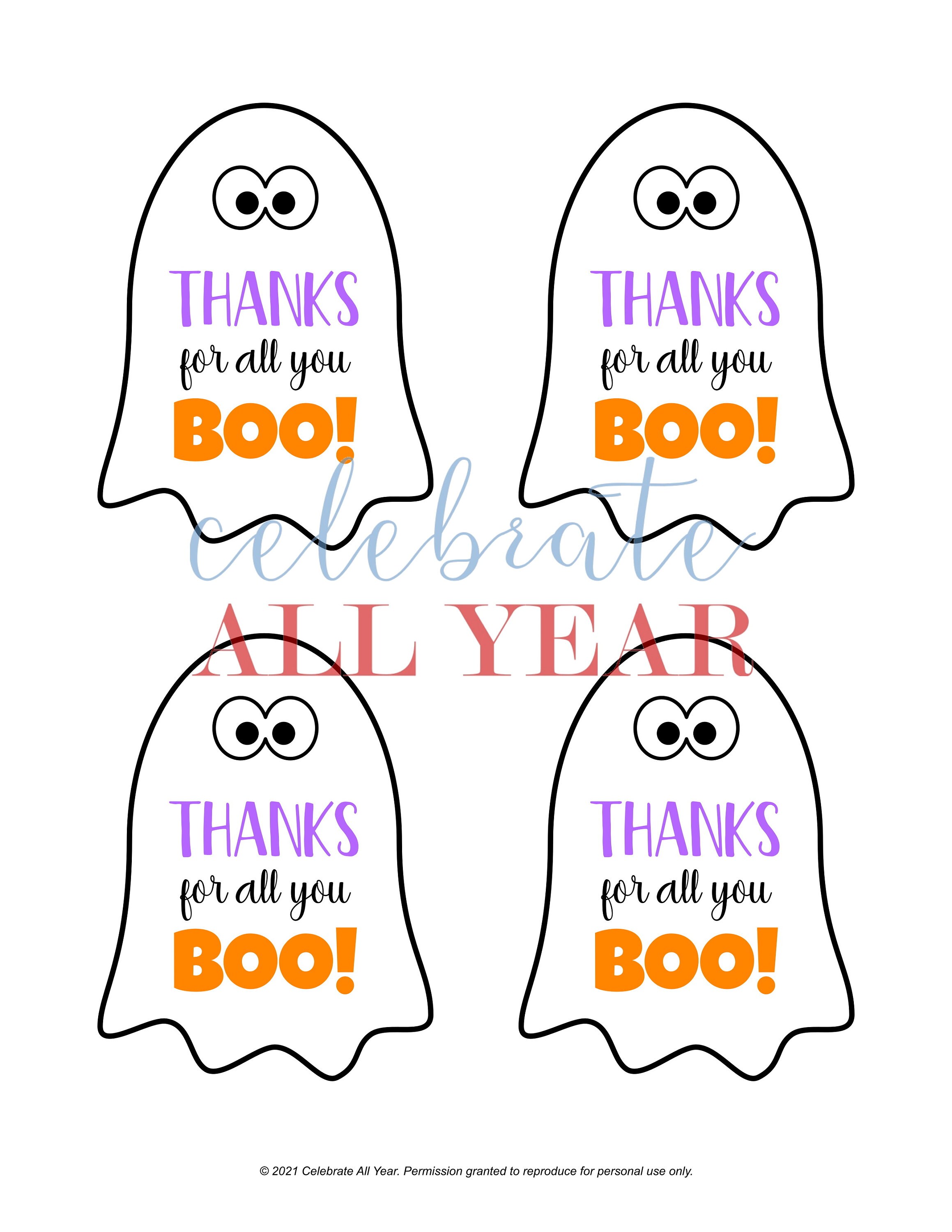 Thanks for All You Boo Halloween Gift Tags - Etsy