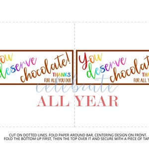 You Deserve Chocolate! Printable Candy Bar Wrappers - Etsy