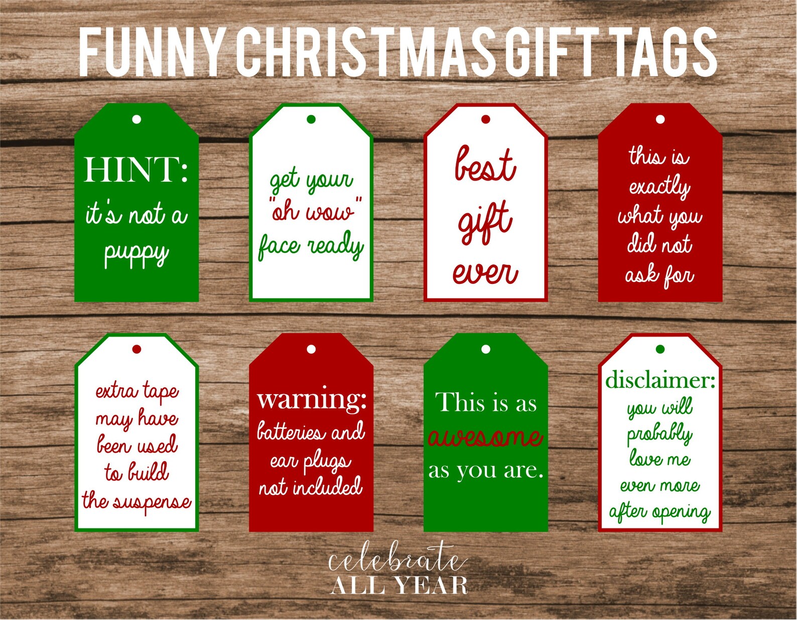 Funny Christmas Gift Tags - Etsy