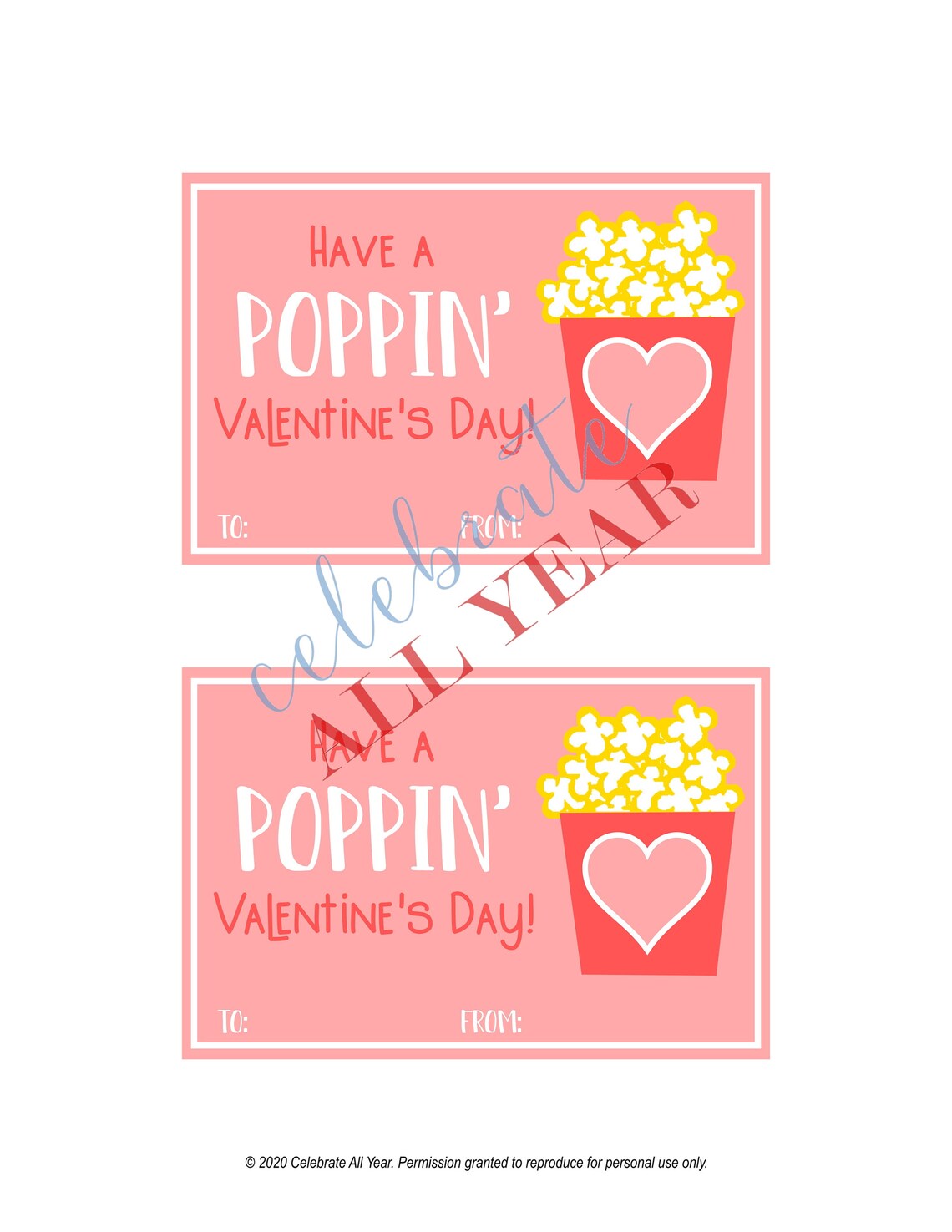 Valentine's Day Popcorn Tags - Etsy