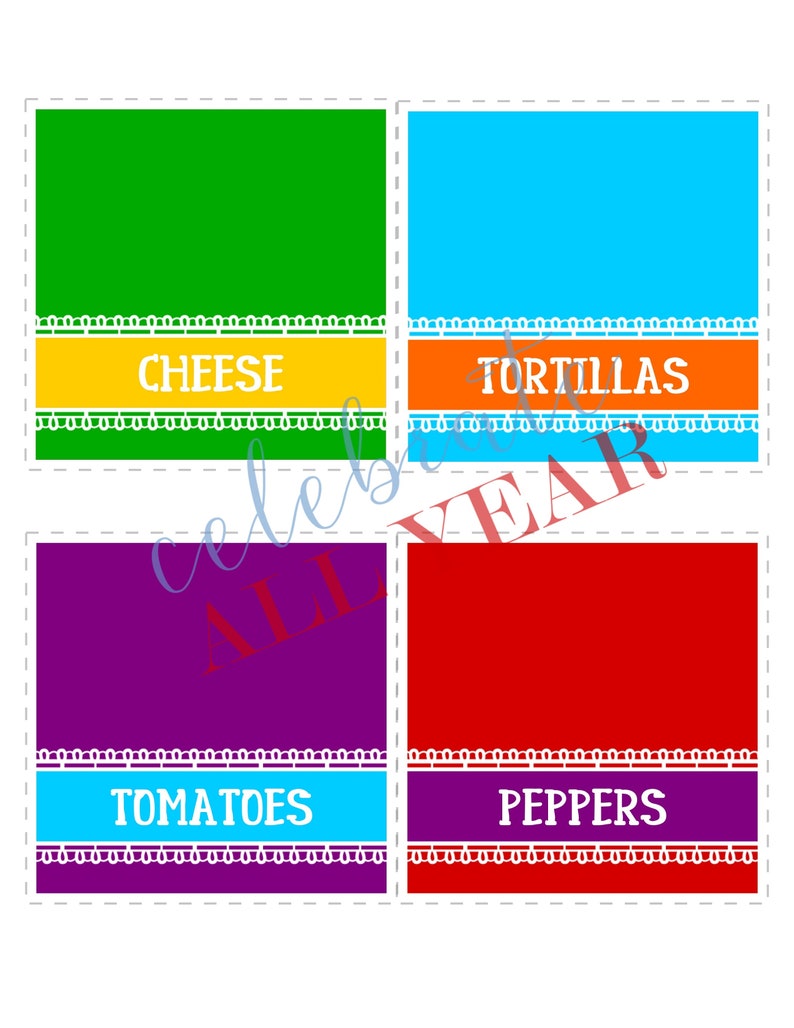Taco Bar Labels set of 24 - Etsy