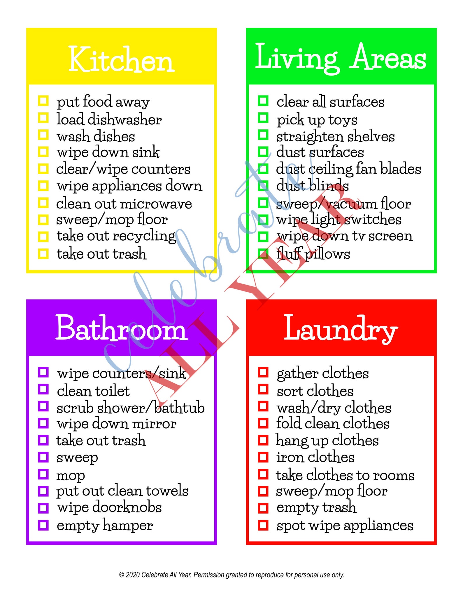 Chore Cleaning Cards - Etsy