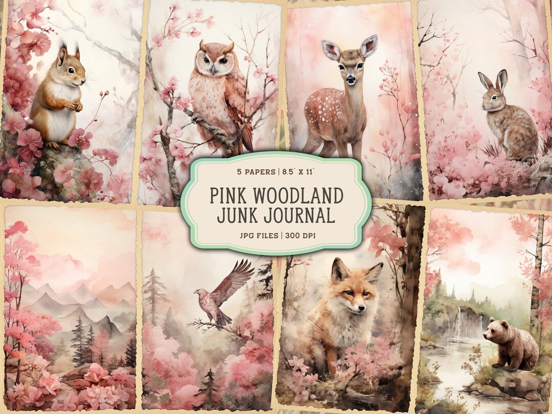Watercolor Forest Junk Journal Printable Pages, Woodland Animals Junk ...