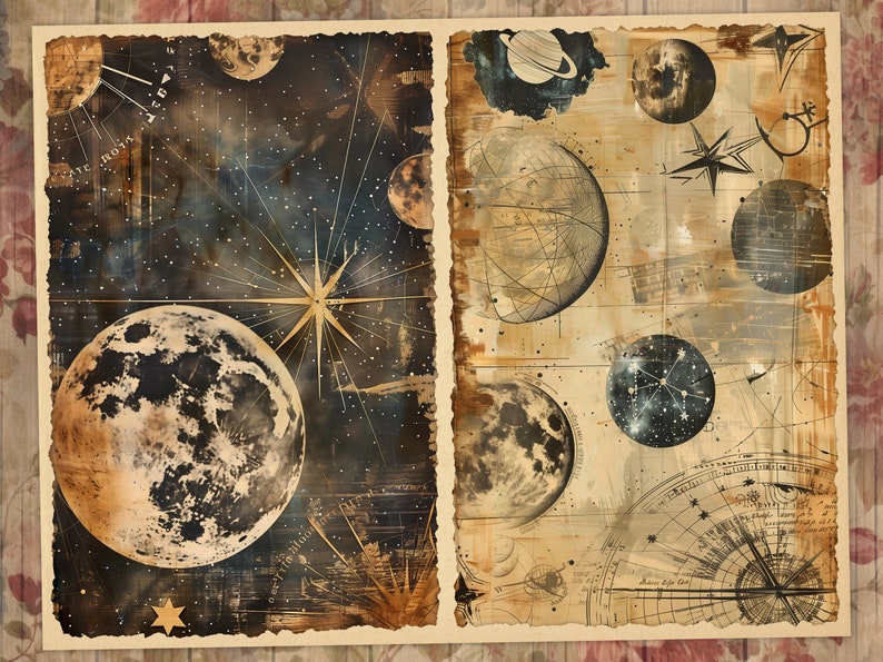 Celestial Junk Journal Printable Pages, Astronomy Journal, Space ...