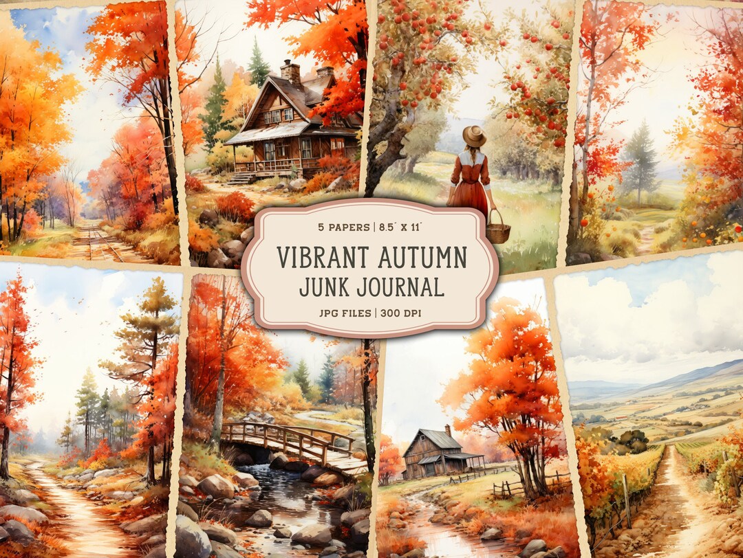 Watercolor Autumn Junk Journal Printable Pages, Autumn Junk Journal Kit ...