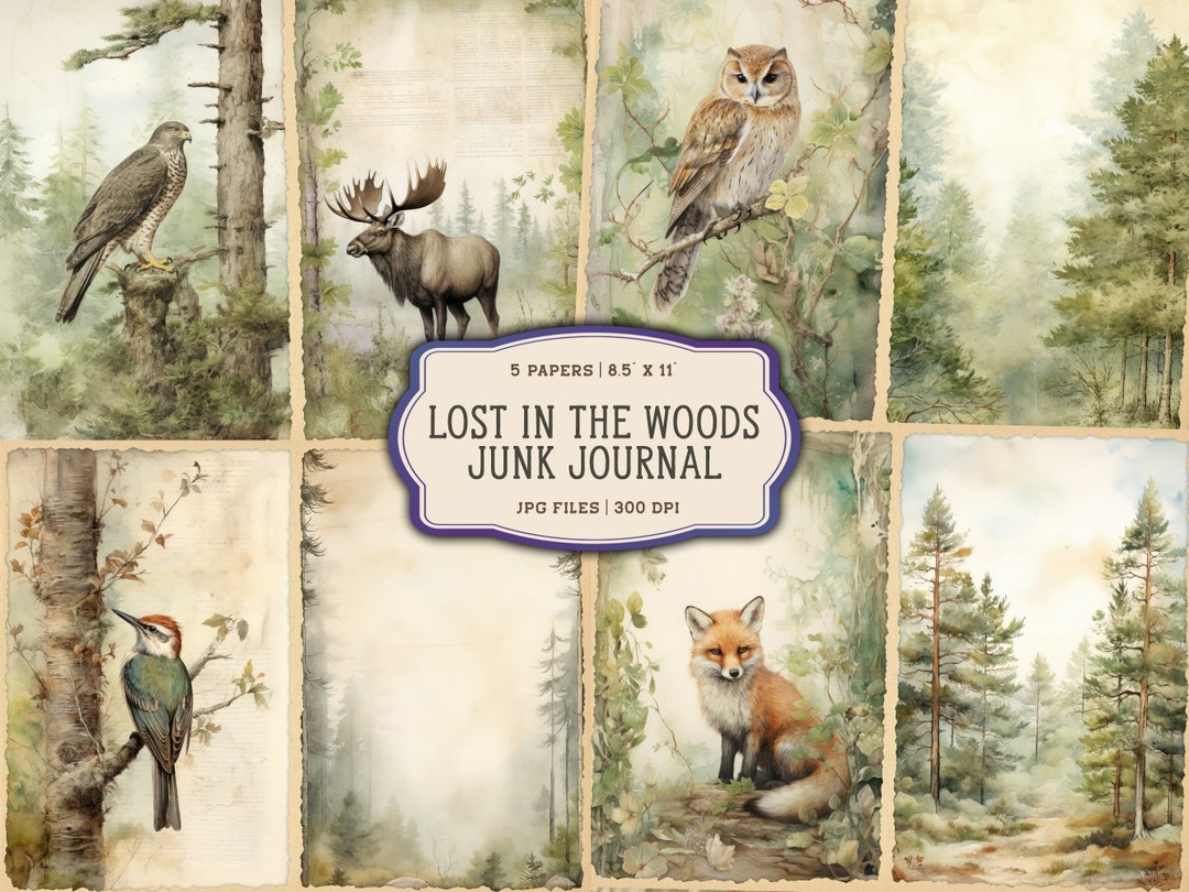 Watercolor Forest Junk Journal Printable Pages, Woodland Animals Junk ...