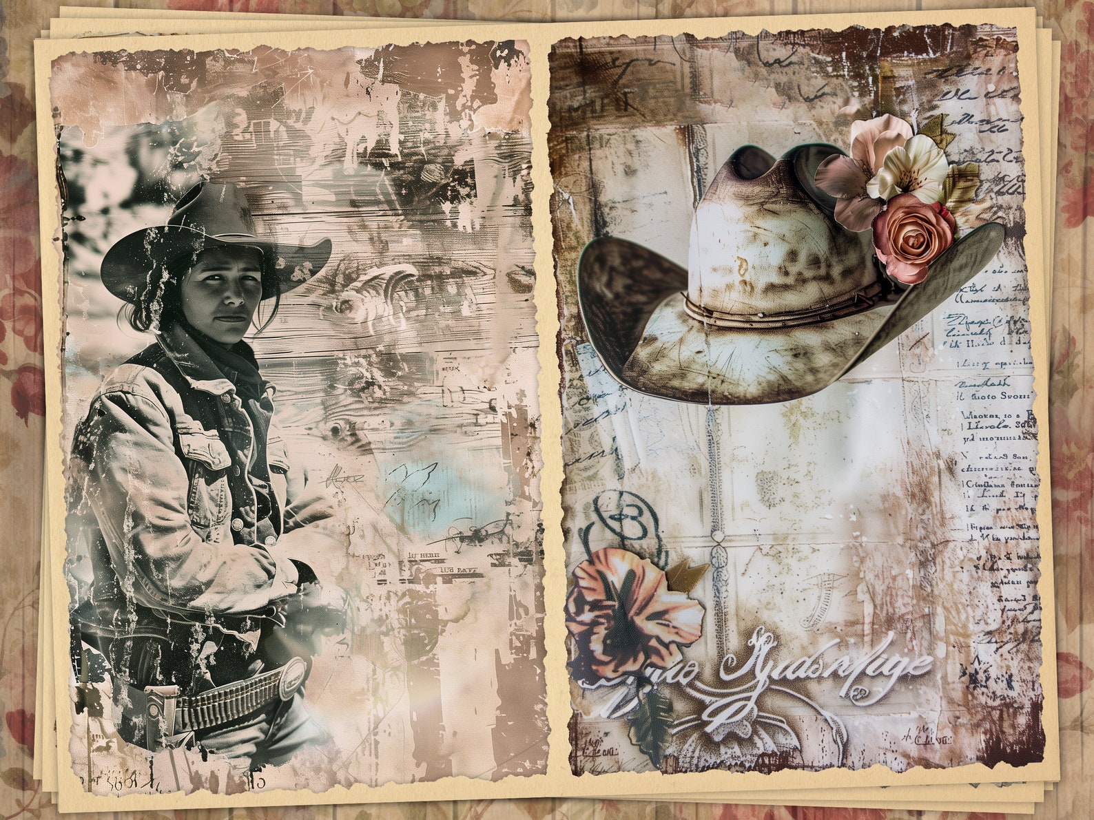 Vintage Western Junk Journal Printable Pages, Cowboy Junk Journal Kit ...