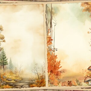 Watercolor Autumn Forest Junk Journal Printable Pages, Autumn Woodland ...