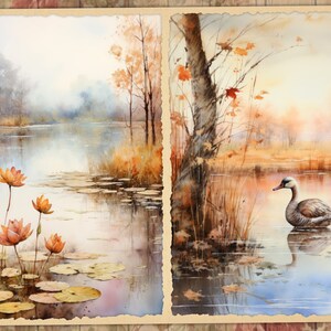 Watercolor Autumn Forest Junk Journal Printable Pages, Autumn Woodland ...