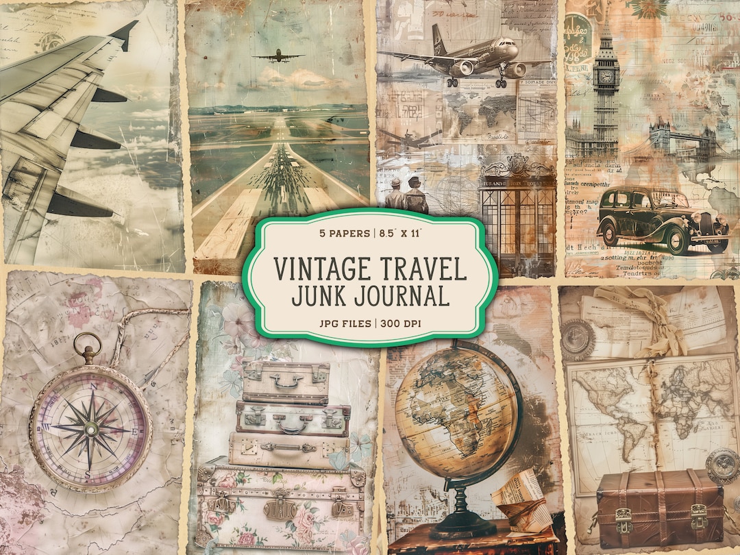 Vintage Junk Journal Printable Pages, Travel Journal, Travel Journal ...