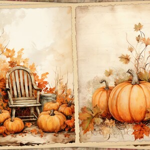 Watercolor Autumn Pumpkin Junk Journal Printable Pages, Pumpkin Junk ...