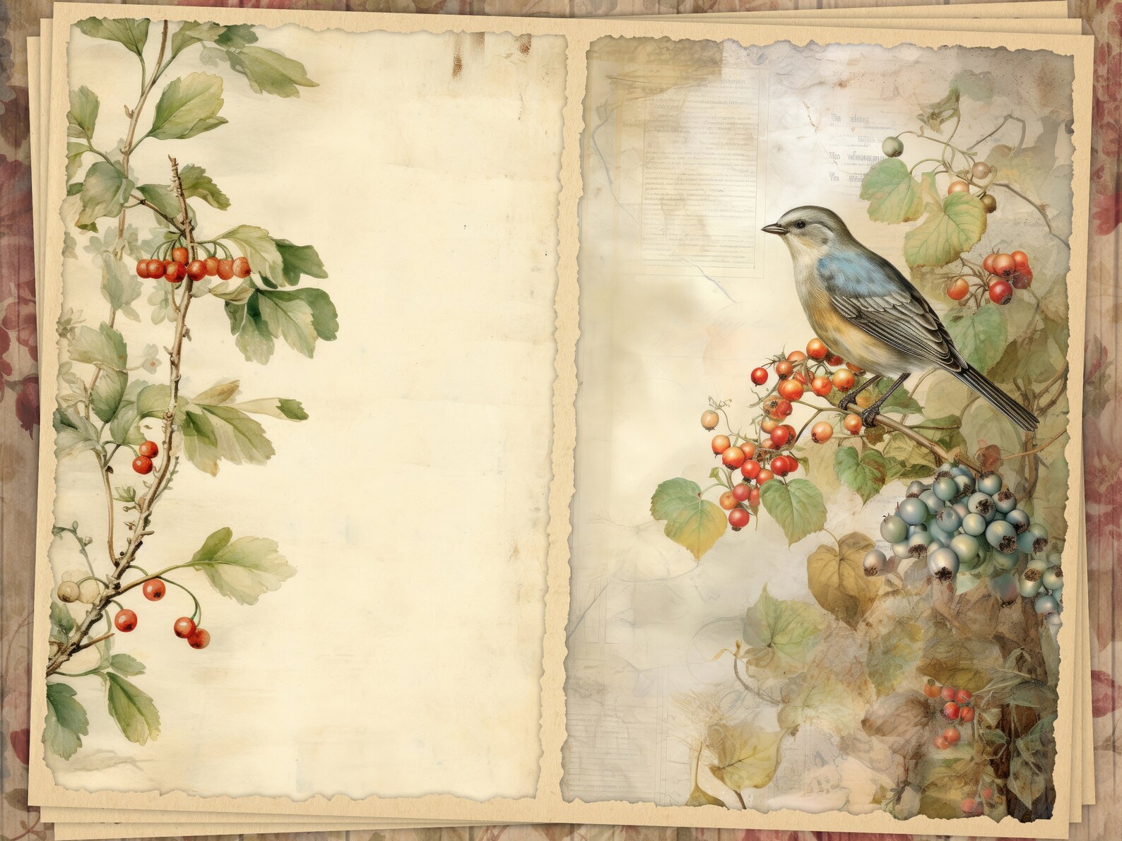 Watercolor Birds Junk Journal Printable Pages, Vintage Birds Junk ...