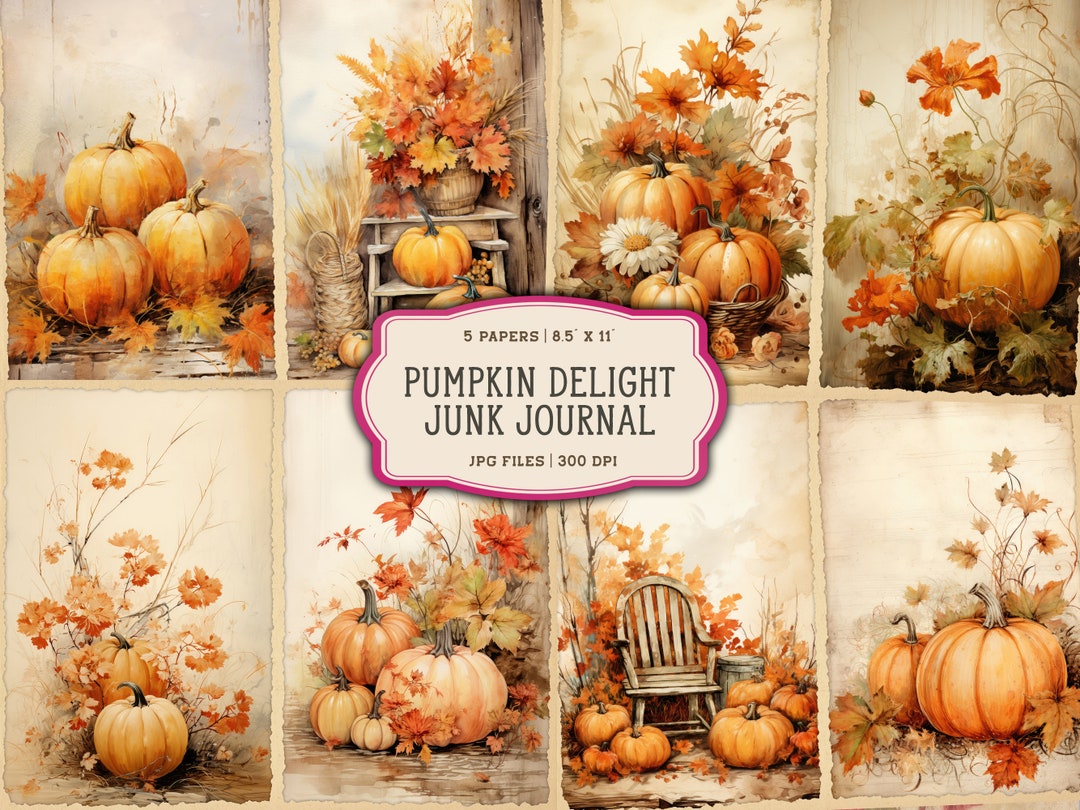 Watercolor Autumn Pumpkin Junk Journal Printable Pages, Pumpkin Junk ...