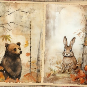 Watercolor Autumn Forest Junk Journal Printable Pages, Autumn Woodland ...