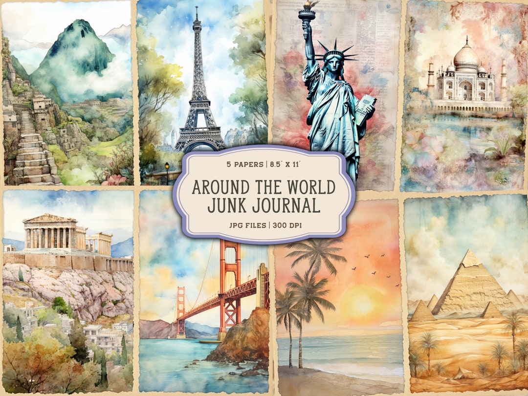 Watercolor Cityscape Junk Journal Printable Pages, Travel Journal ...