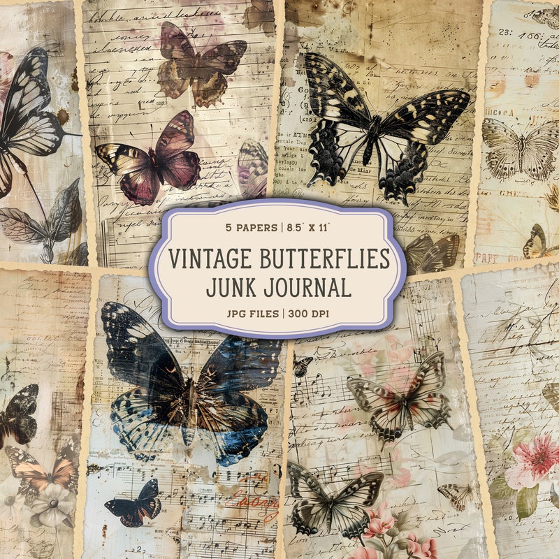 Butterfly Junk Journal Clip Art - Etsy
