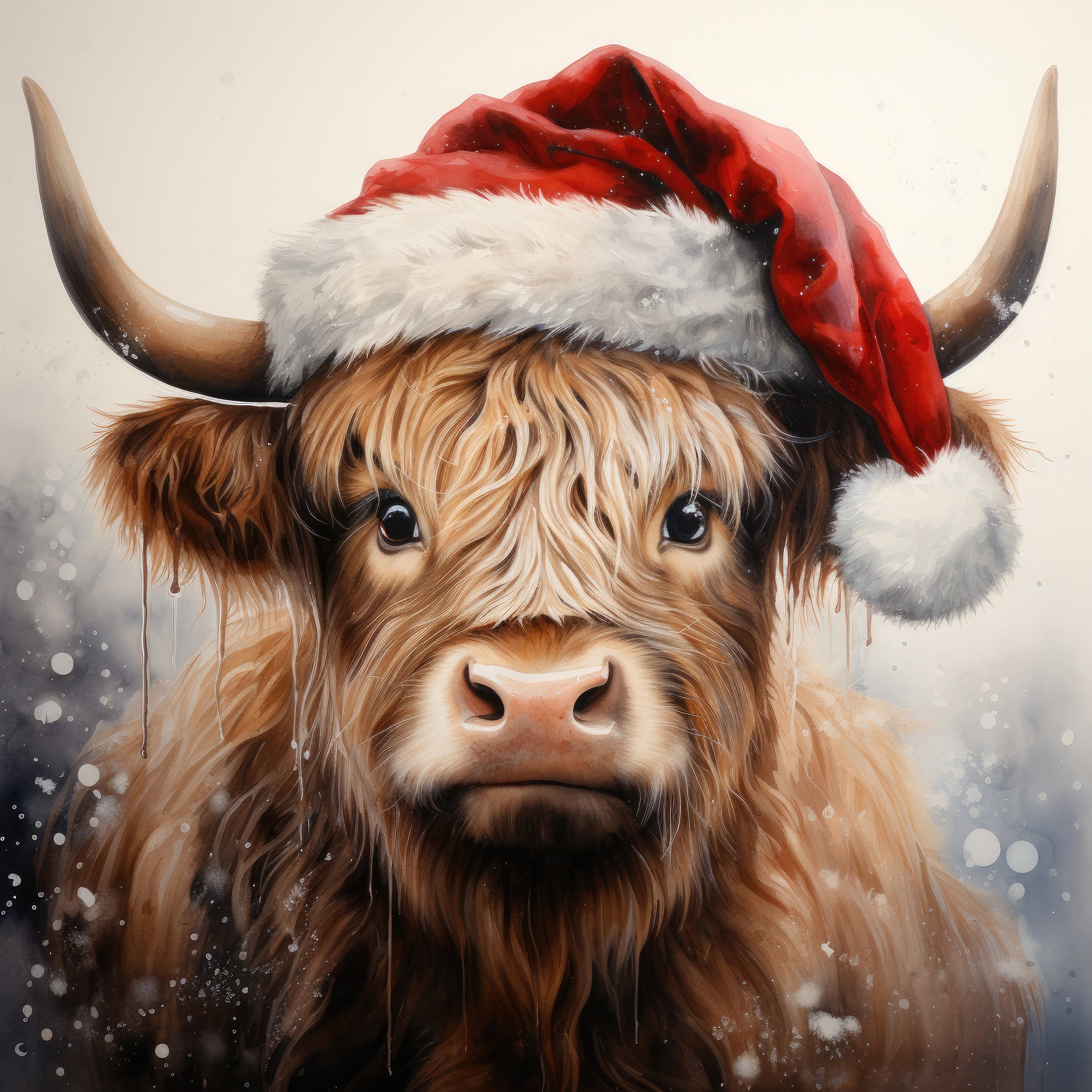 Christmas Highland Cows Clipart, Watercolor Highland Cow Bundle, Junk ...