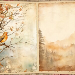 Watercolor Autumn Forest Junk Journal Printable Pages, Autumn Woodland ...