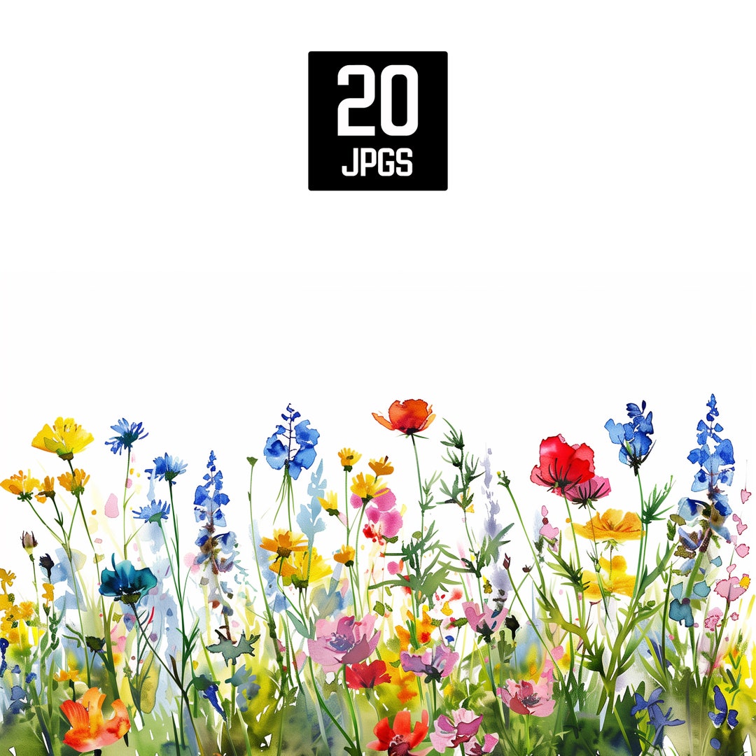 Wildflowers Clipart, Wild Flower Bundle, Floral Arrangement, Summer ...