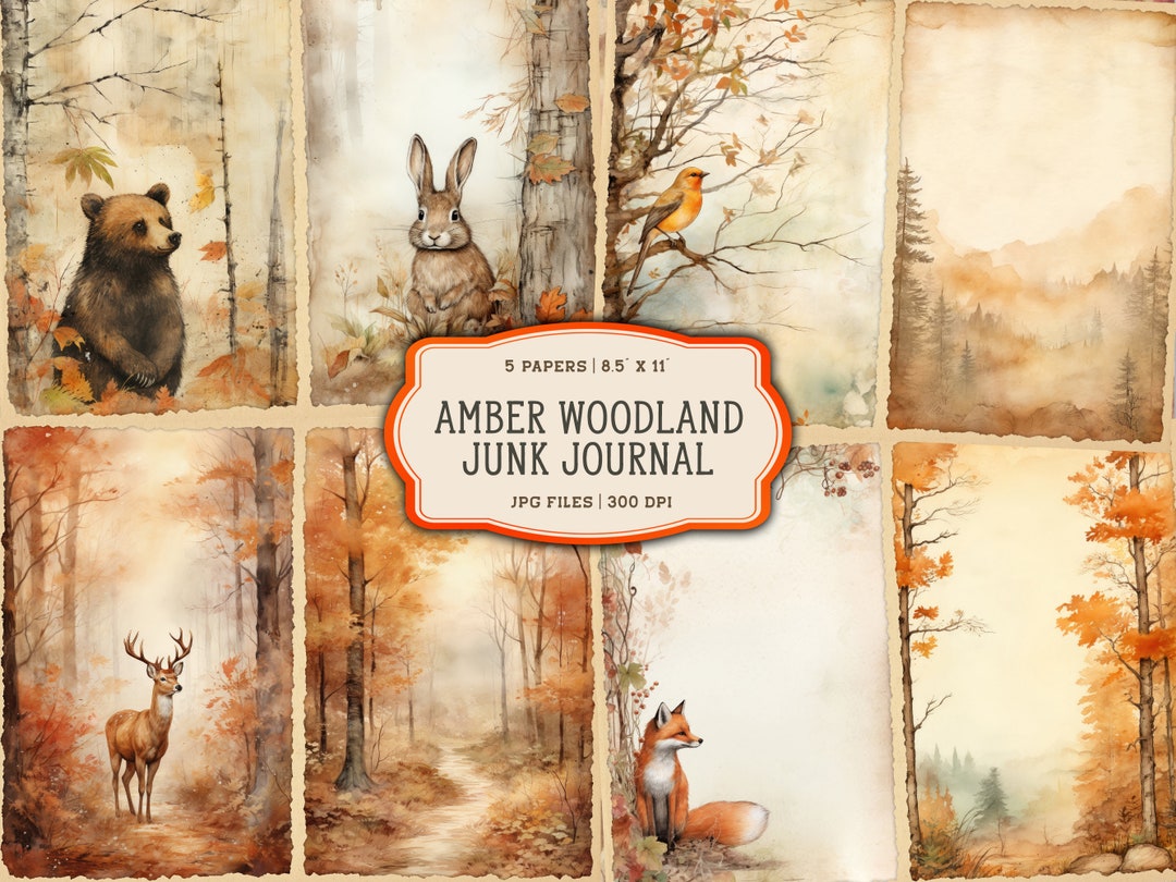 Watercolor Autumn Forest Junk Journal Printable Pages, Autumn Woodland ...