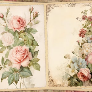 Watercolor Roses Junk Journal Printable Pages, Vintage Roses Junk ...