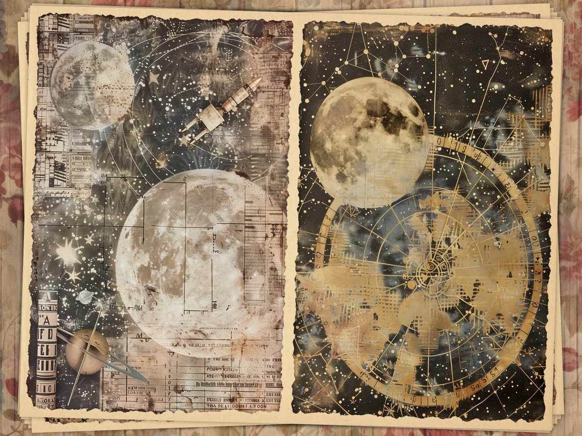 Celestial Junk Journal Printable Pages, Astronomy Journal, Space ...
