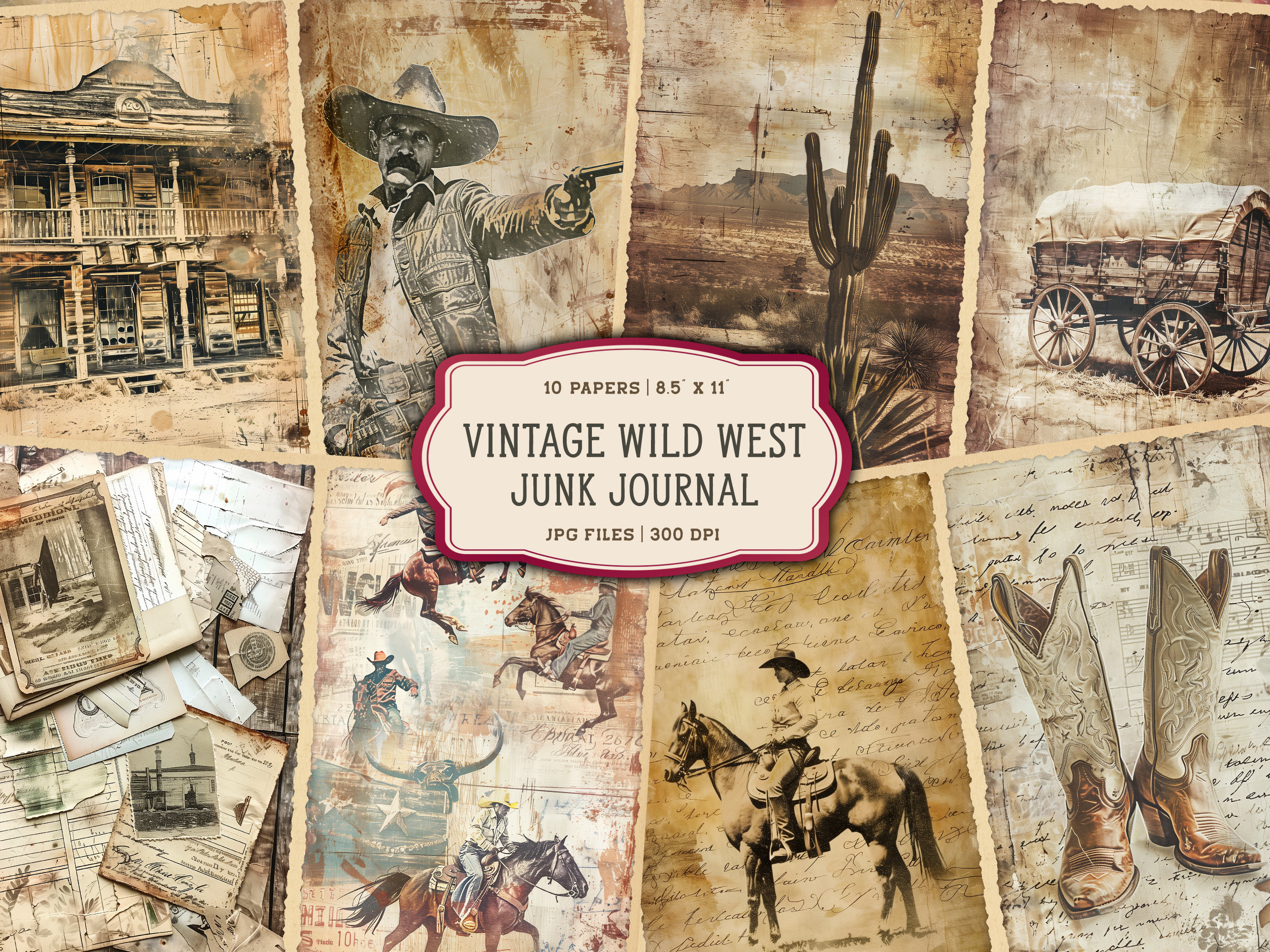 Vintage Western Junk Journal Printable Pages, Cowboy Junk Journal Kit ...