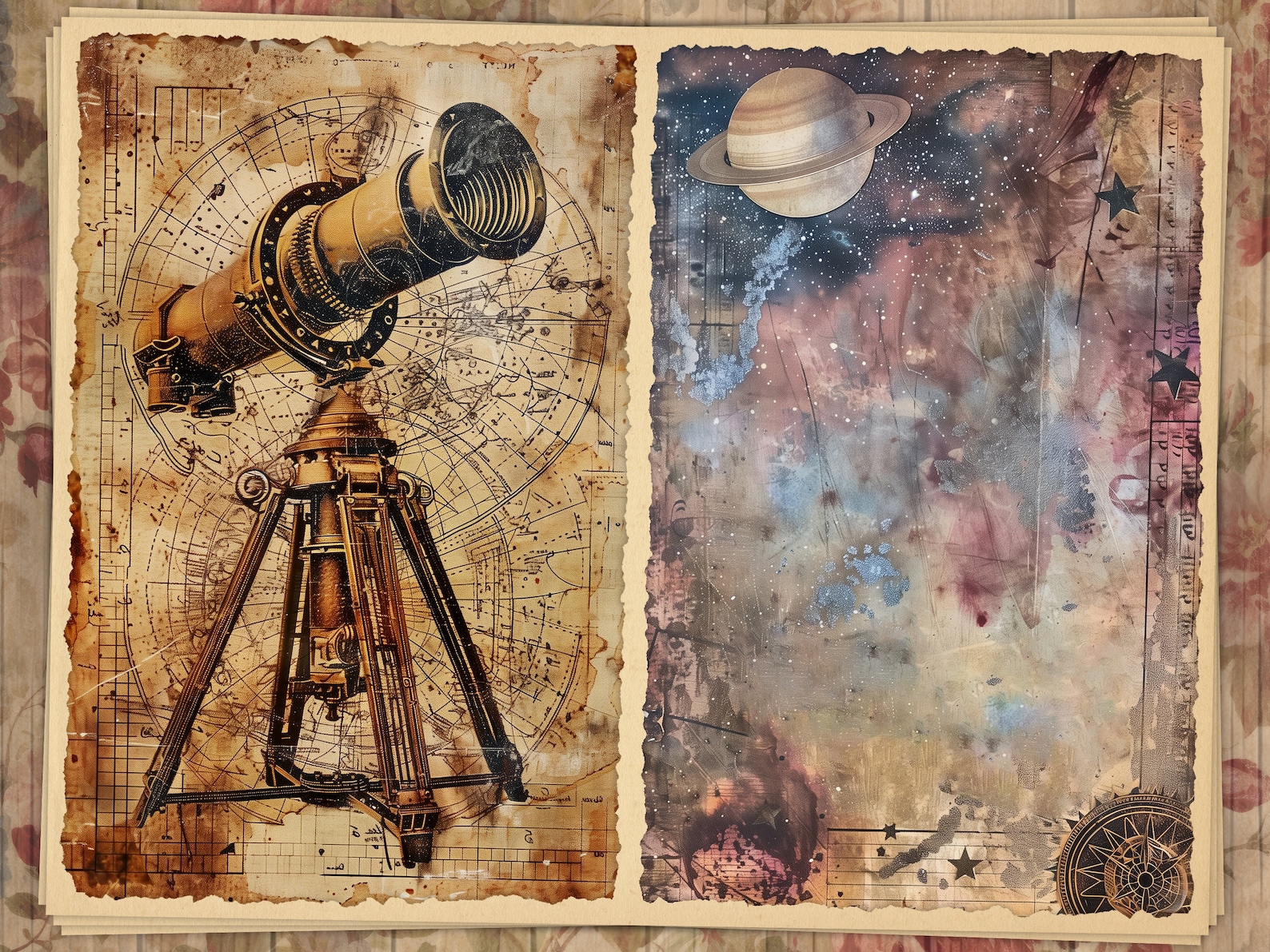 Celestial Junk Journal Printable Pages, Astronomy Journal, Space ...