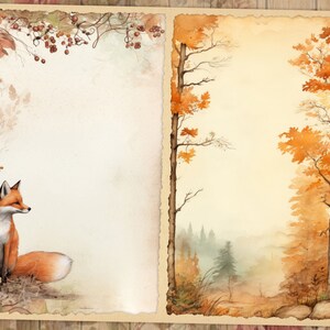 Watercolor Autumn Forest Junk Journal Printable Pages, Autumn Woodland ...