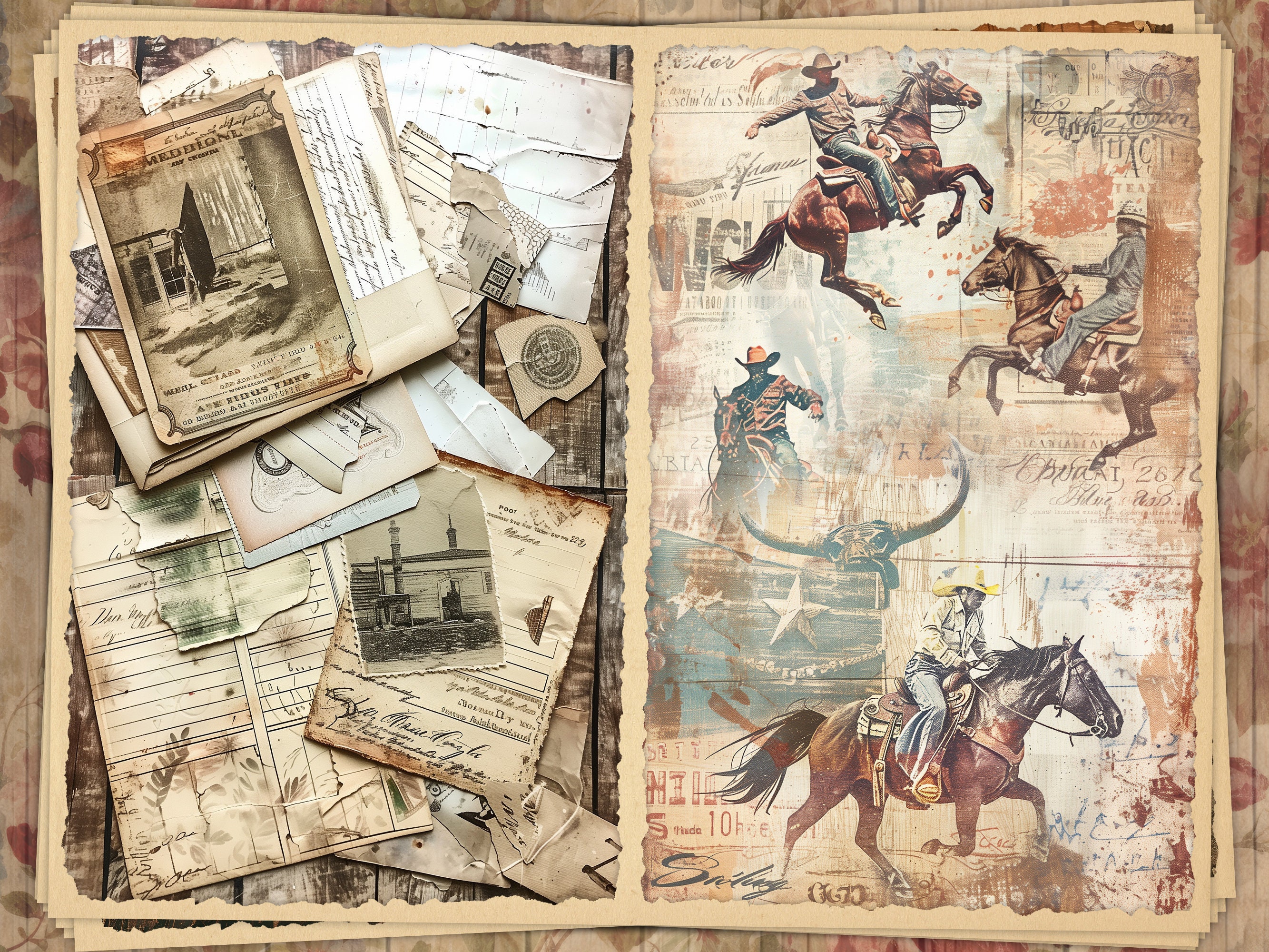 Vintage Western Junk Journal Printable Pages, Cowboy Junk Journal Kit ...