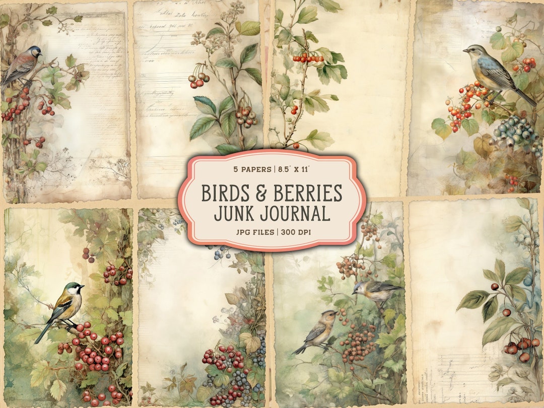 Watercolor Birds Junk Journal Printable Pages, Vintage Birds Junk ...