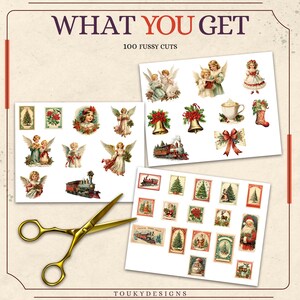 100 Vintage Christmas Fussy Cuts, Retro Christmas Bundle, Junk Journal ...