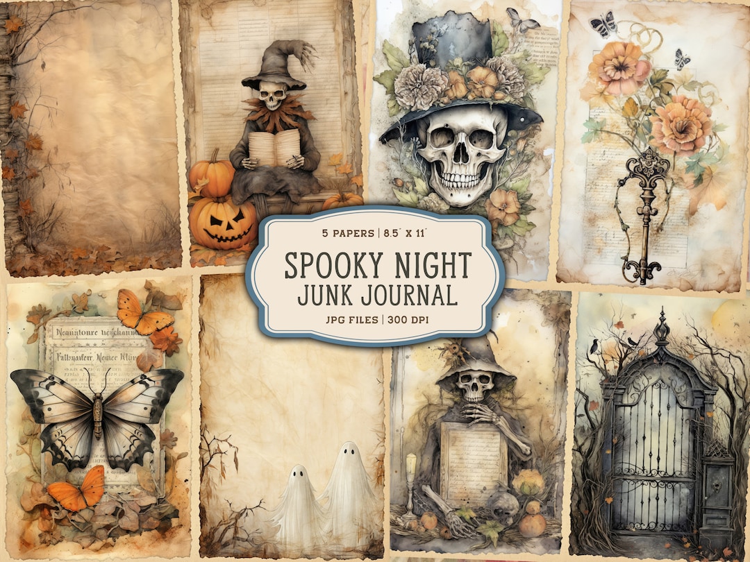 Halloween Printables for Junk Journals, Vintage Junk Journal Halloween ...