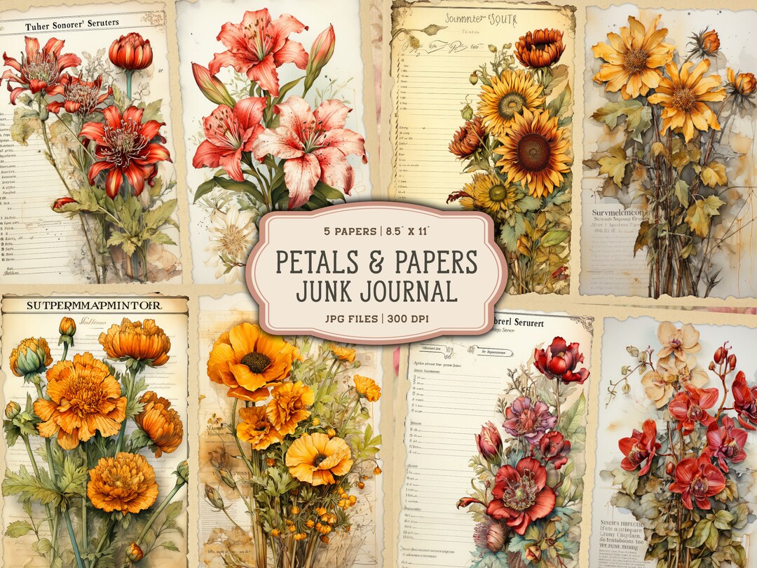 Flowers Junk Journal Printable Pages, Floral Junk Journal Kit ...