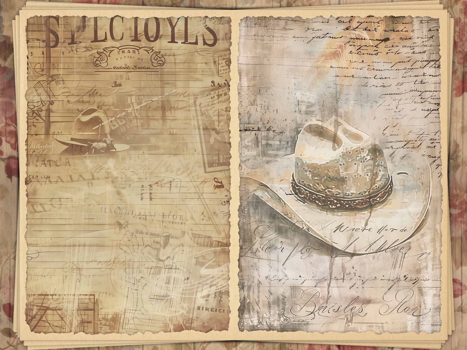 Vintage Western Junk Journal Printable Pages, Cowboy Junk Journal Kit ...