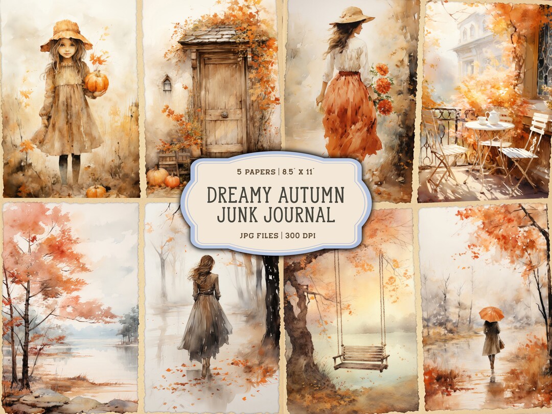 Watercolor Autumn Junk Journal Printable Pages, Autumn Junk Journal Kit ...