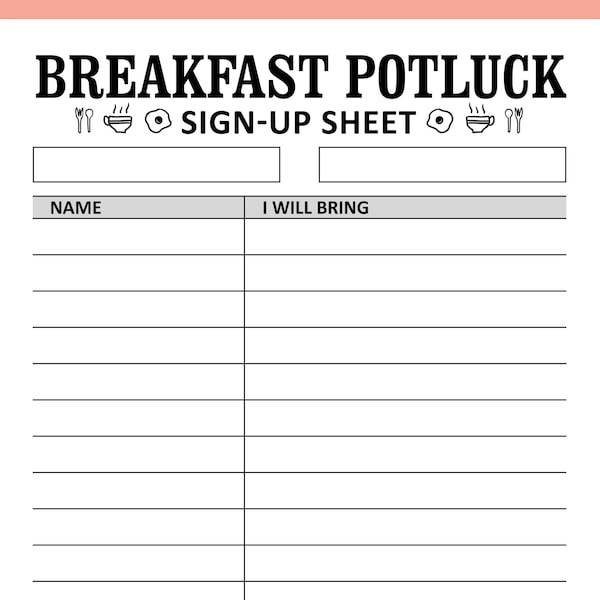 Breakfast Sign up Sheet - Etsy