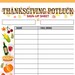 Homecoming Potluck Sign up Sheet Printable Template - Etsy