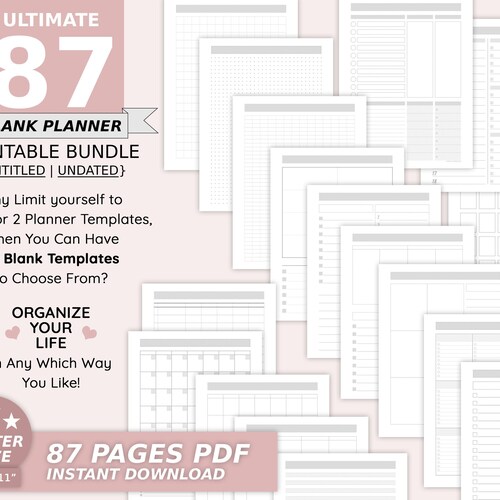 Blank Planner Bundle Planner Pack Printable Blank Calendar - Etsy