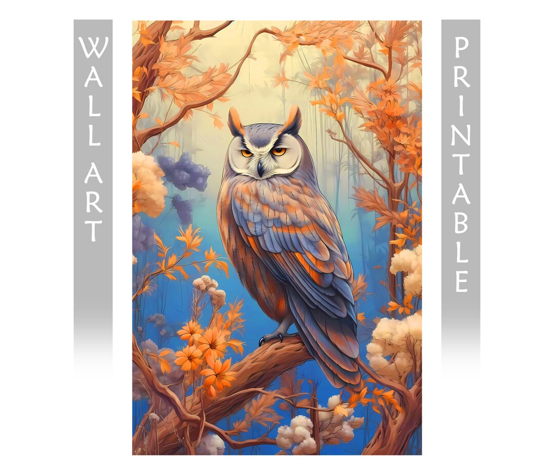 Horned Owl Wall Art Print Vintage Style Nature Wildlife Owl - Etsy