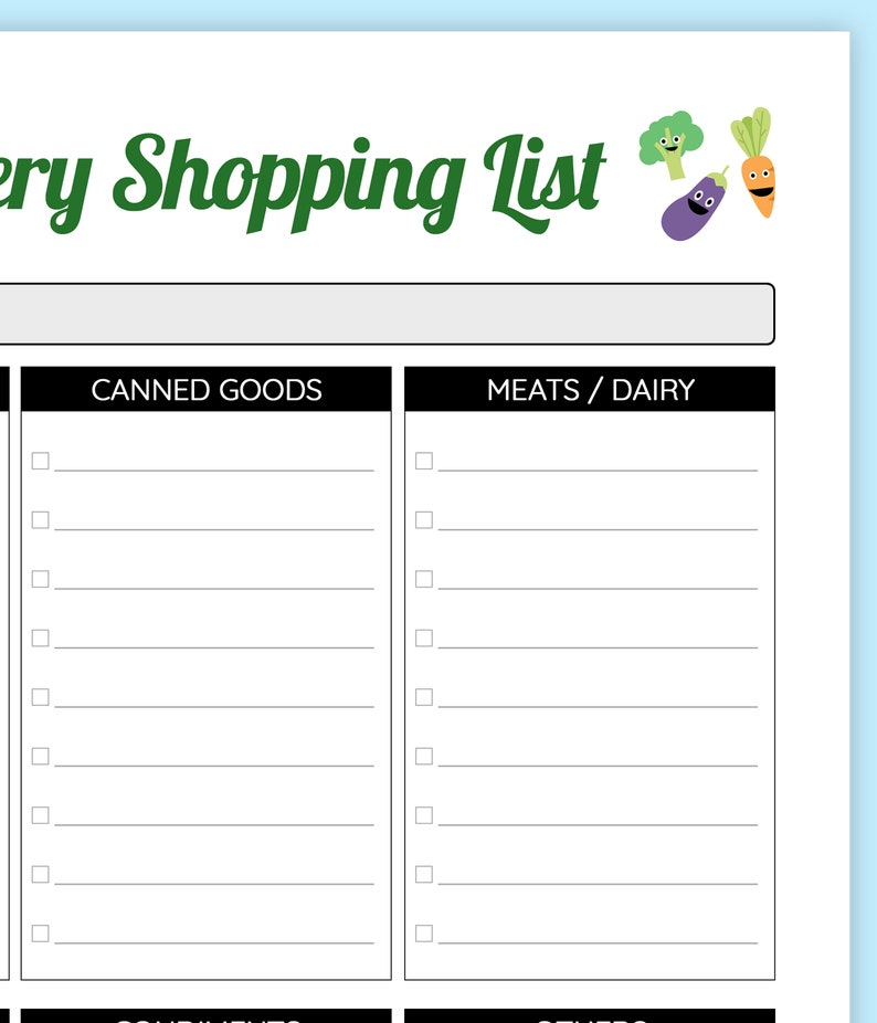 Grocery Planner, Grocery List Template, Grocery List Printable, Grocery ...