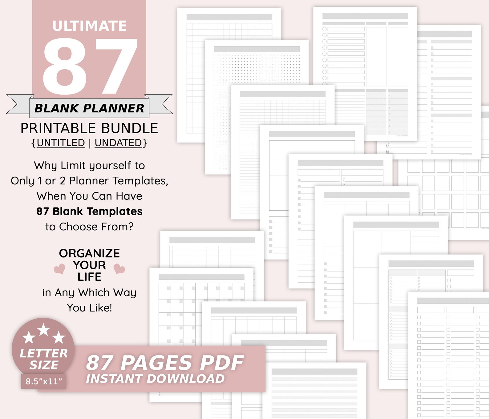 Blank Planner Bundle Planner Pack Printable Blank Calendar - Etsy