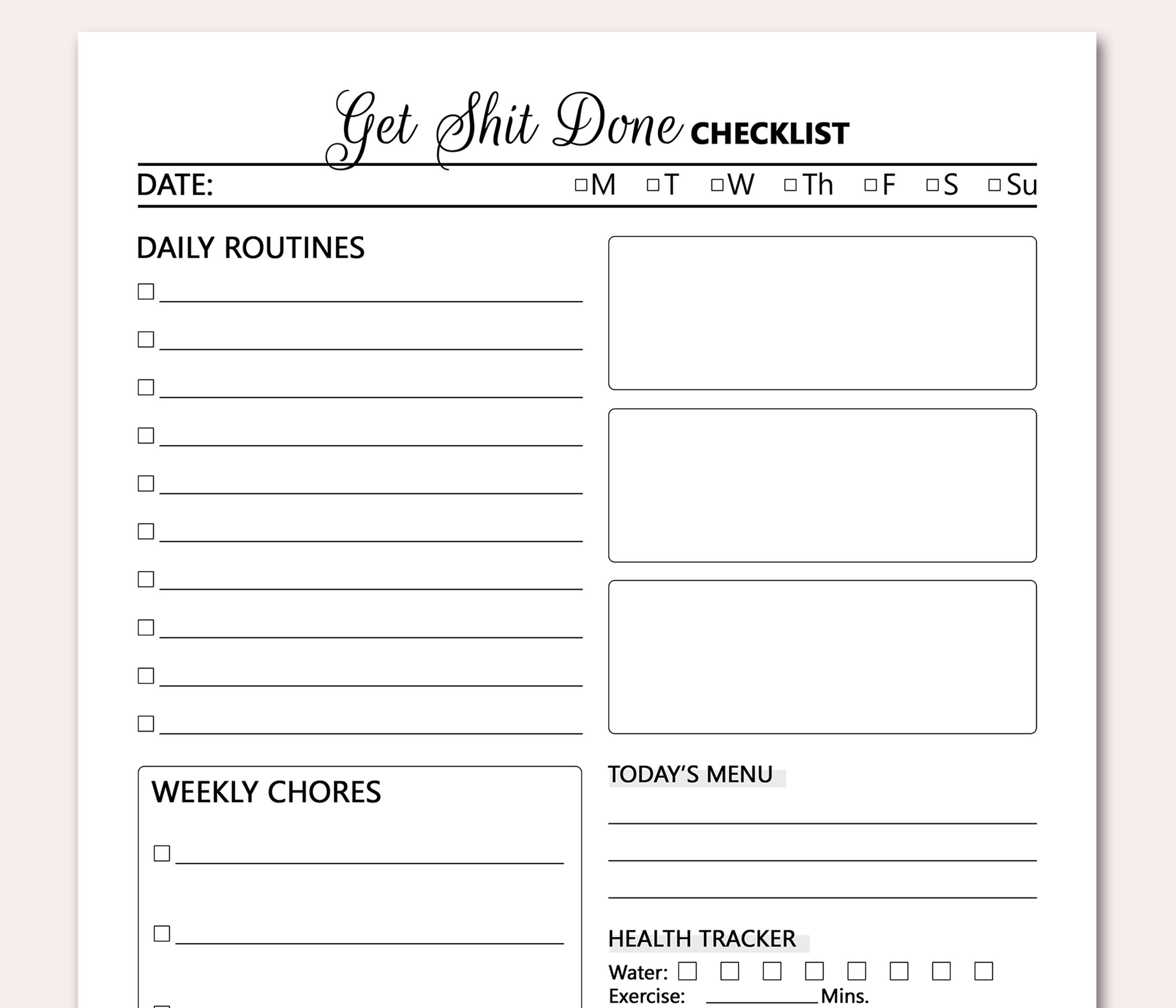 To Do List Printable, Checklist Printable, to Do Printable, Daily to Do ...