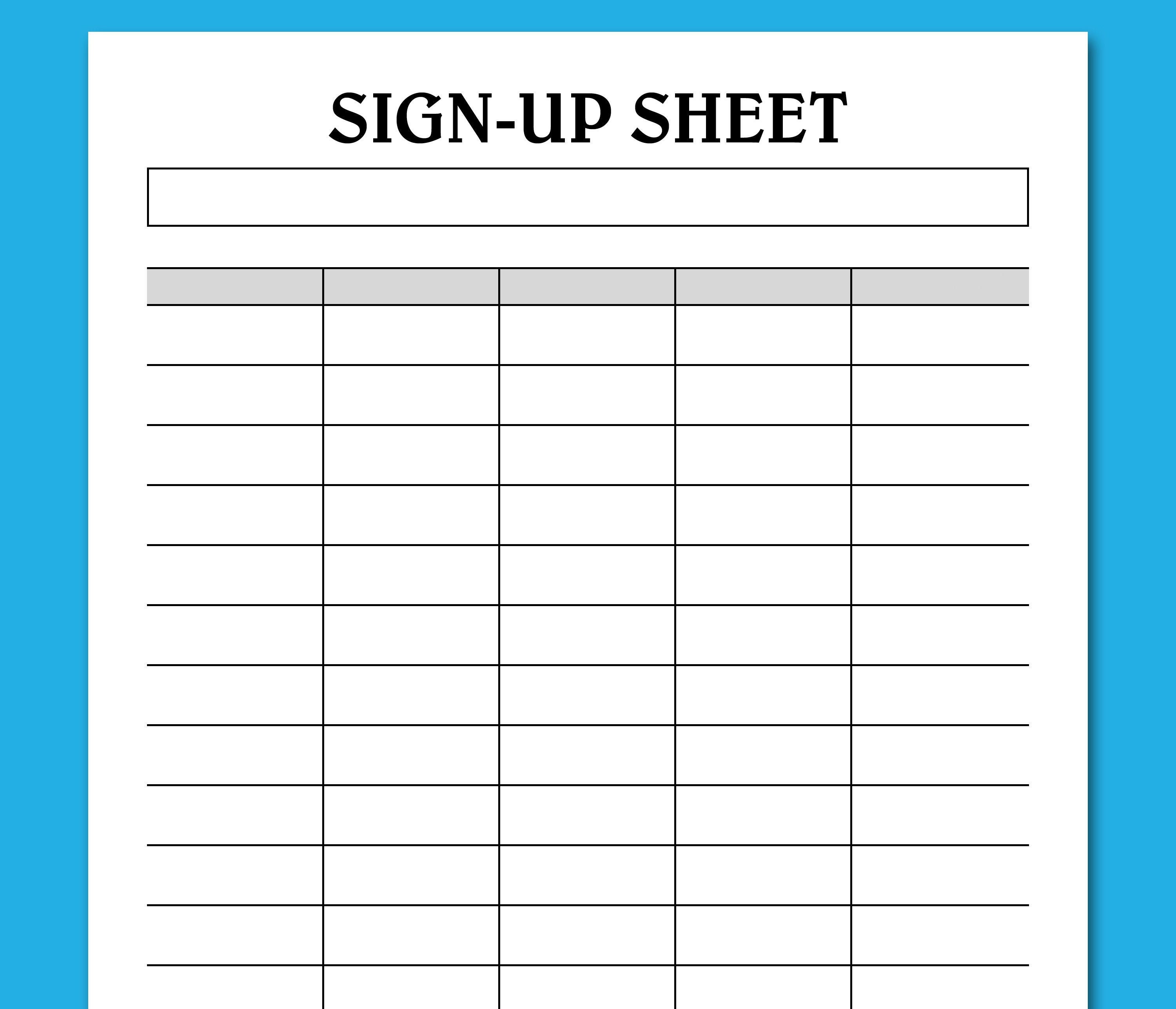 Printable Sign Up Sheet Template Word