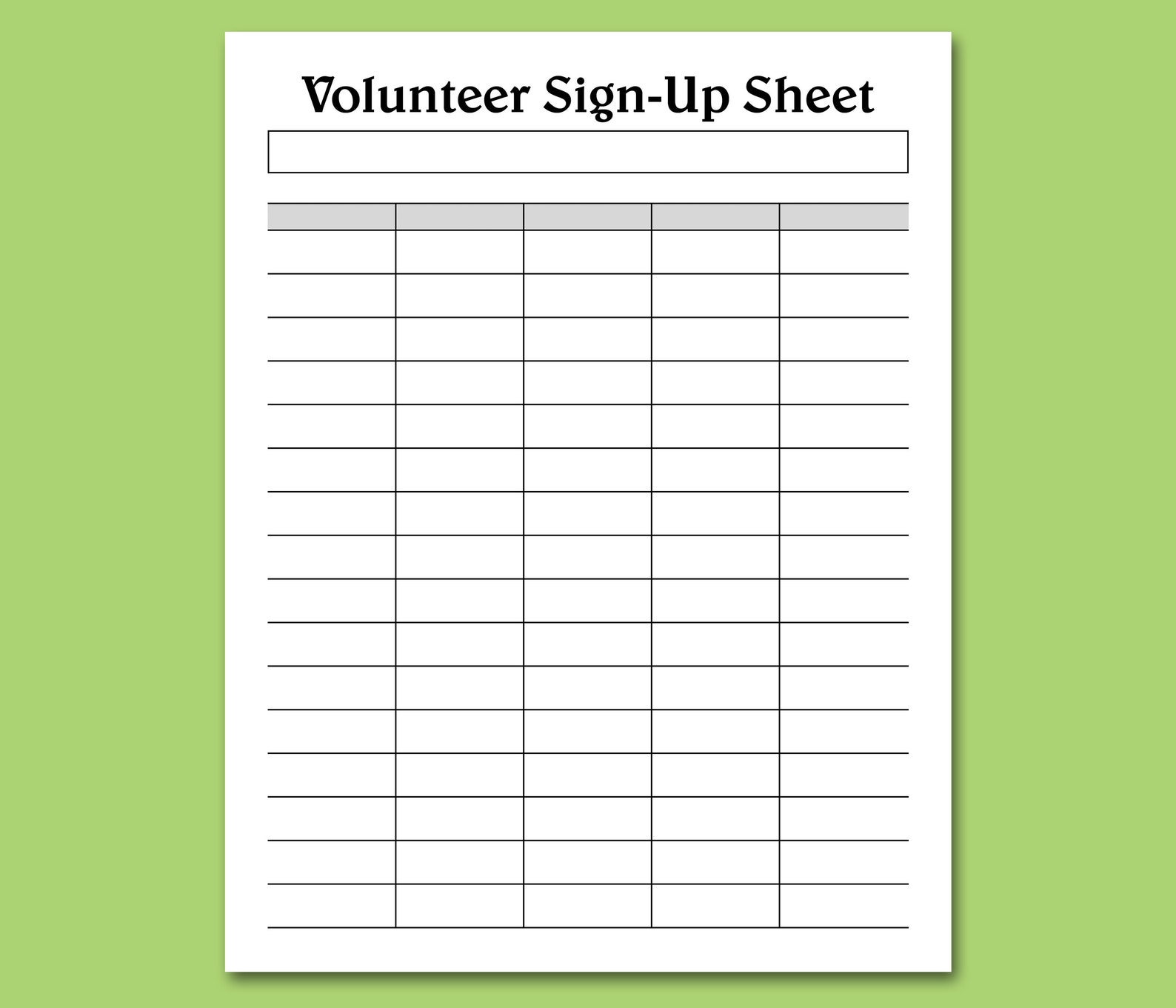 VOLUNTEER Sign Up Sheet Printable Blank Sign Up Sheet | Etsy