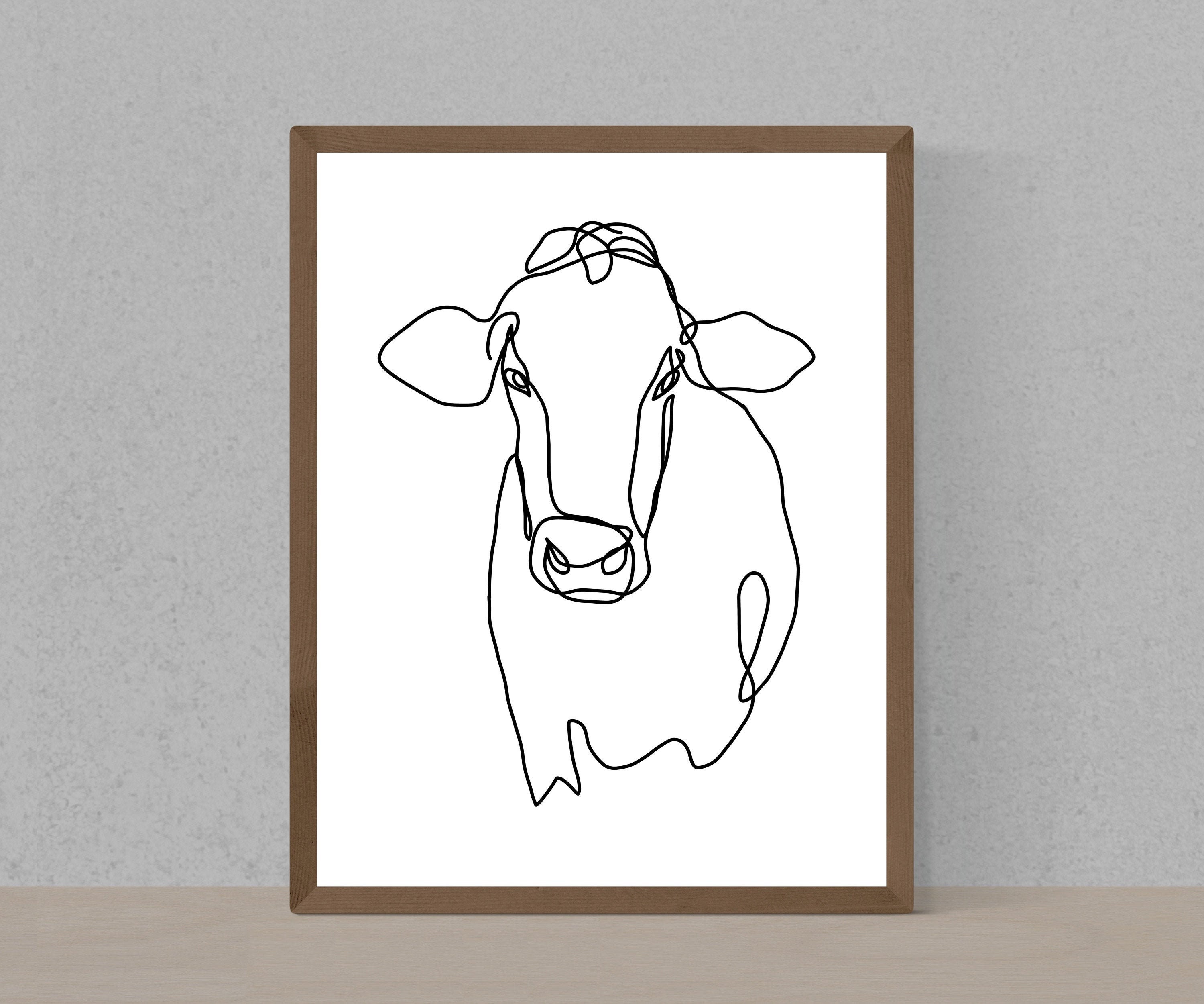Simple Cow Line Drawing