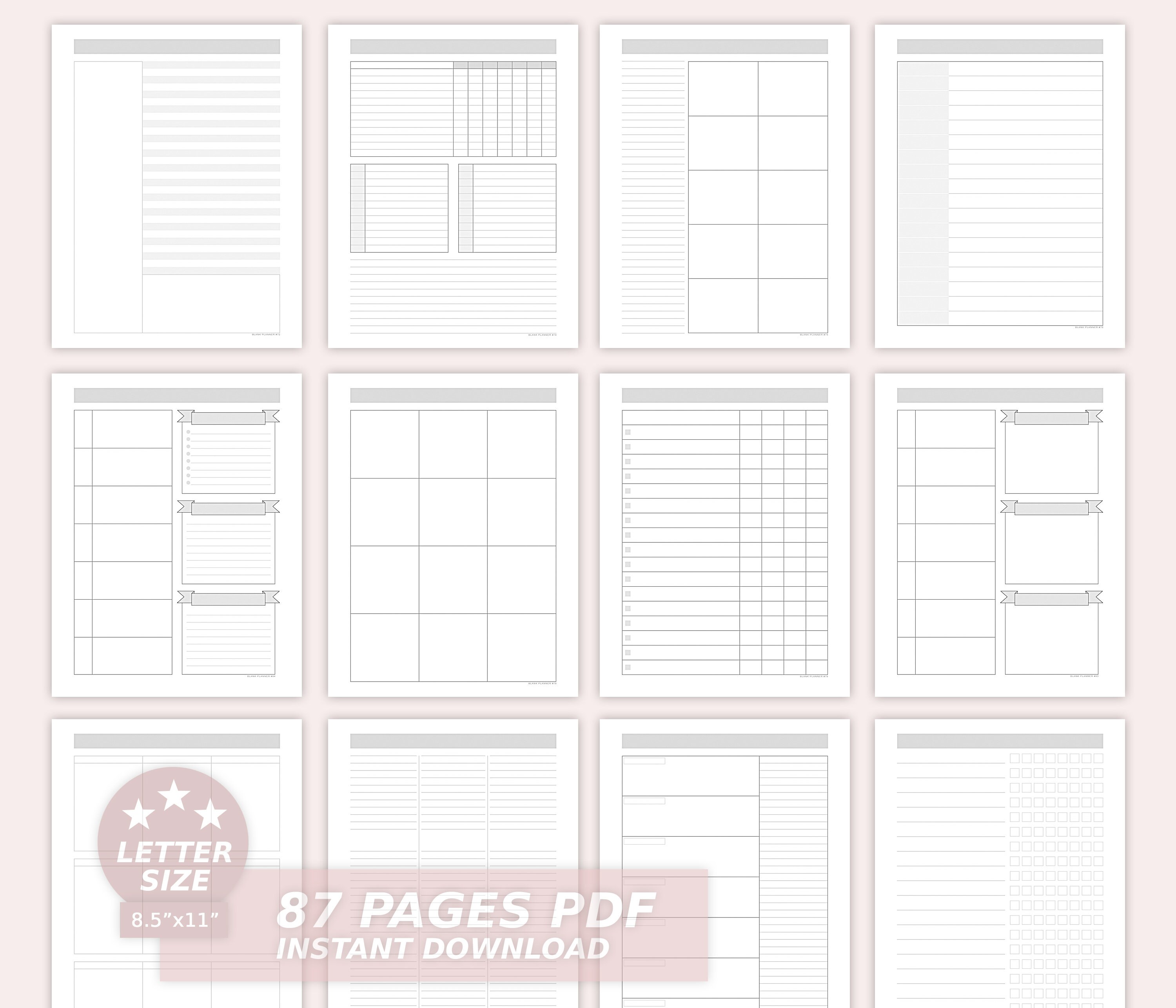 Blank Planner Bundle Planner Pack Printable Blank Calendar - Etsy