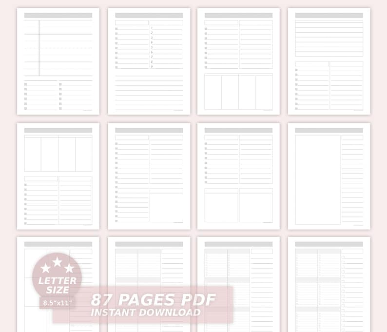 Blank Planner Bundle, Planner Pack, Printable Blank Calendar, Daily ...