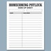 Homecoming Potluck Sign up Sheet Printable Template, Celebration ...