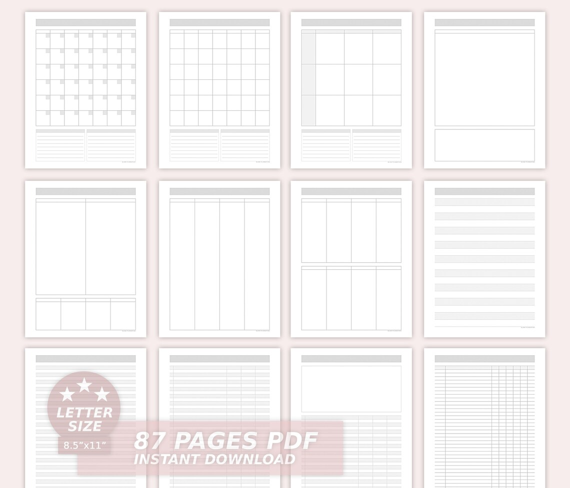 Blank Planner Bundle Planner Pack Printable Blank Calendar - Etsy